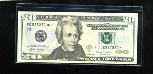20 Dollar Bill 2017 STARNOTE PC02927930* STAR NOTE US PAPER CURRENCY ...