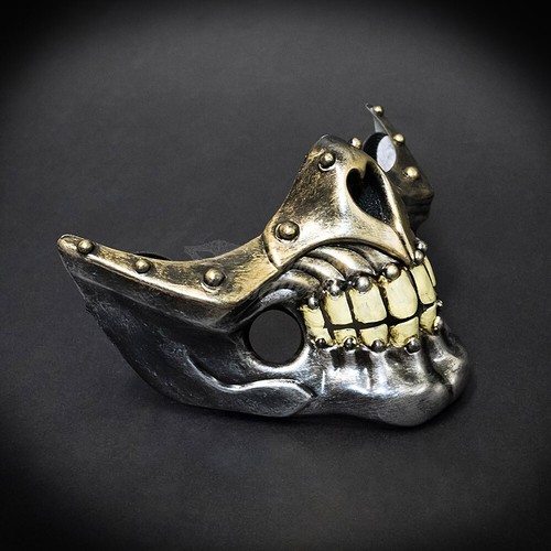 Men's Steampunk Skeleton Jaw Bottom Half Face Halloween Masquerade Mask ...