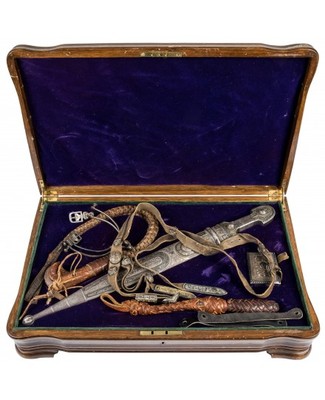 RUSSIAN CAUCASIAN KINDJAL DAGGER MATCHING BELT NAGAIKA WHIP IN ...
