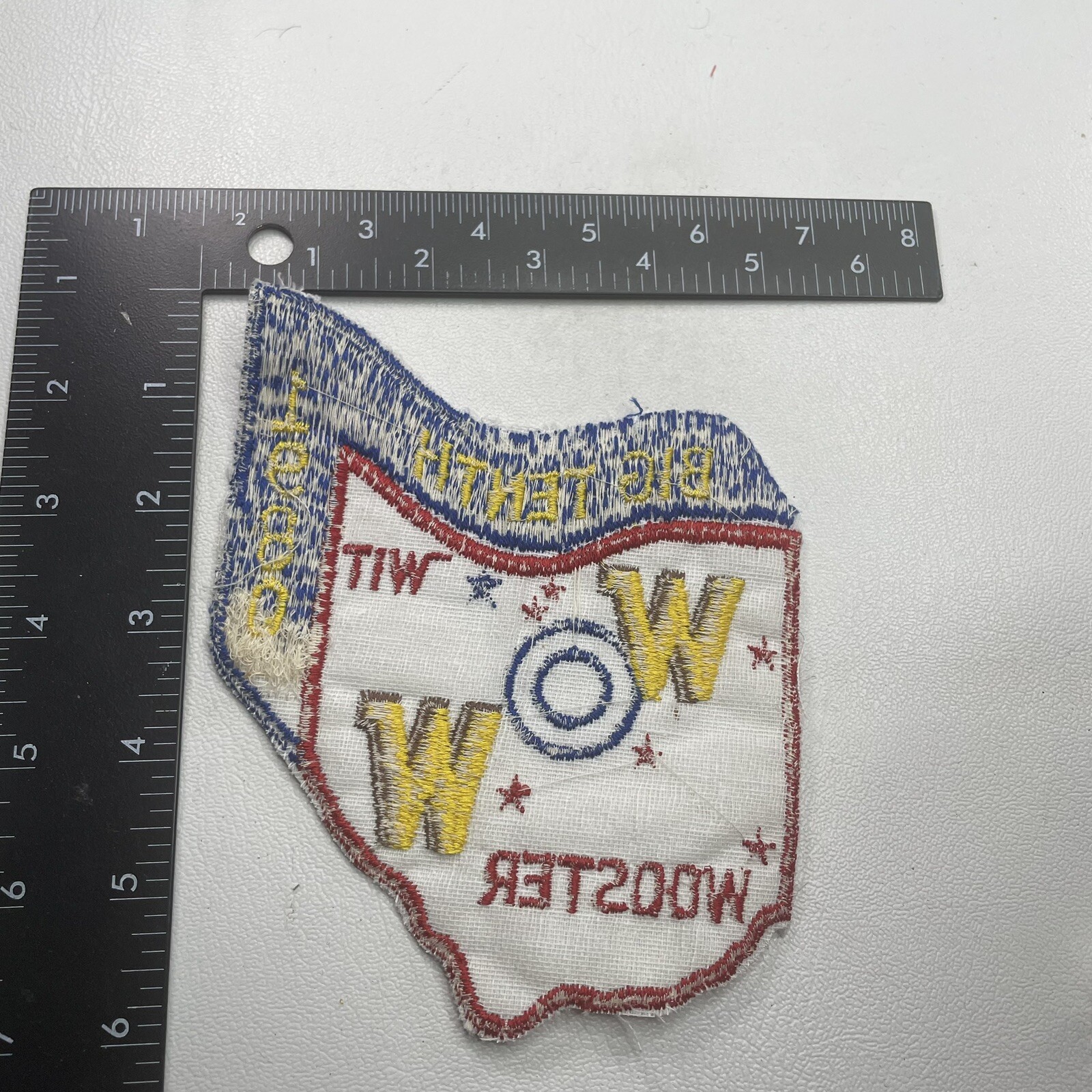 Vtg As-Is-Stitches WOW WOOSTER 1980 WOW WIT World Int. Traveler Patch ...