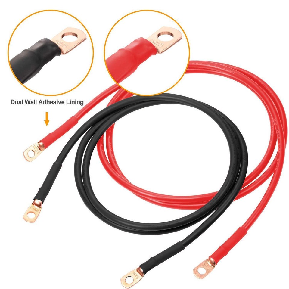 Copper Battery Cable Ends Wire Lugs Assortment Kit AWG 2 4 6 8 10 Gauge ...