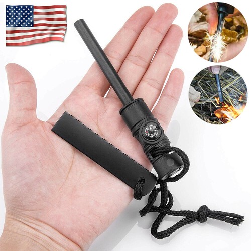 Outdoor Fire Starter Flint Steel Striker Survival Kit Ferro Rod Camping ...