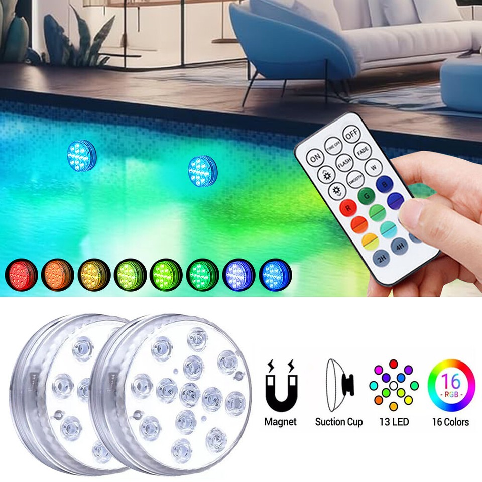 Underwater Swimming Pool Lights 13 LED Submersible Pool Fount Lights ...