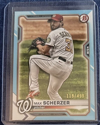2021 Bowman - Max Scherzer #39 Sky Blue Border /499 for sale online | eBay