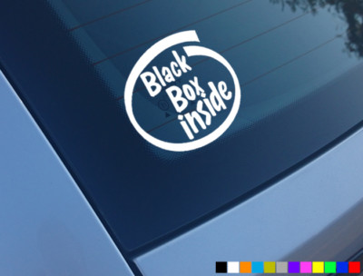BLACK BOX INSIDE FUNNY CAR STICKERS DECALS YOUNG DRIVER BUMPER WINDOW ...