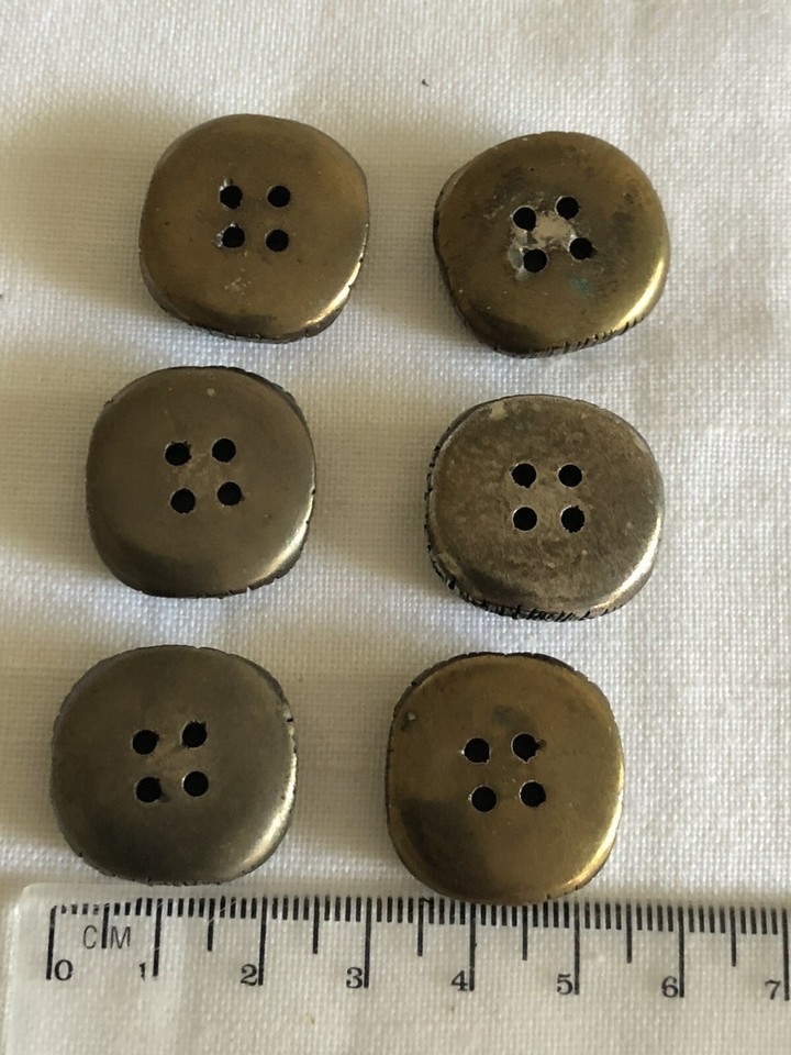 Unusual Square Tarnished Silver Look 4-Hole Buttons X 6 Reclaimed ...