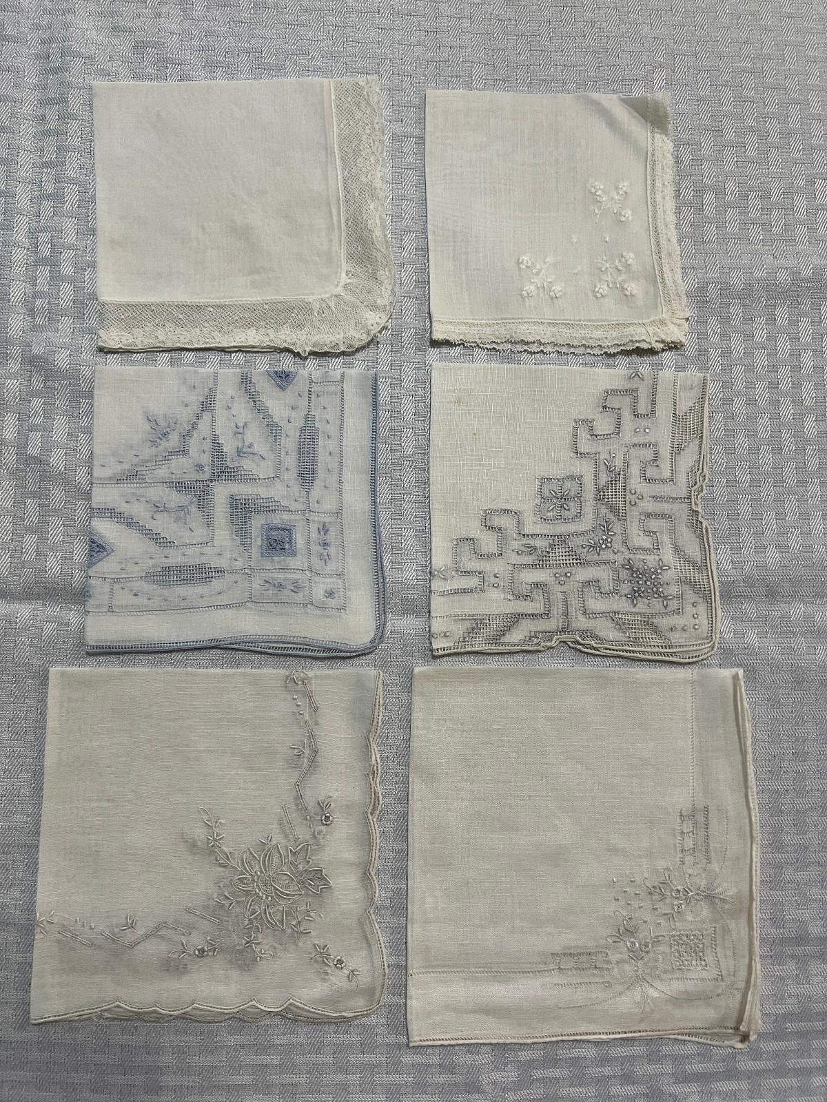 Antique linens - Set of 6 Victorian embroidered handk… - Gem