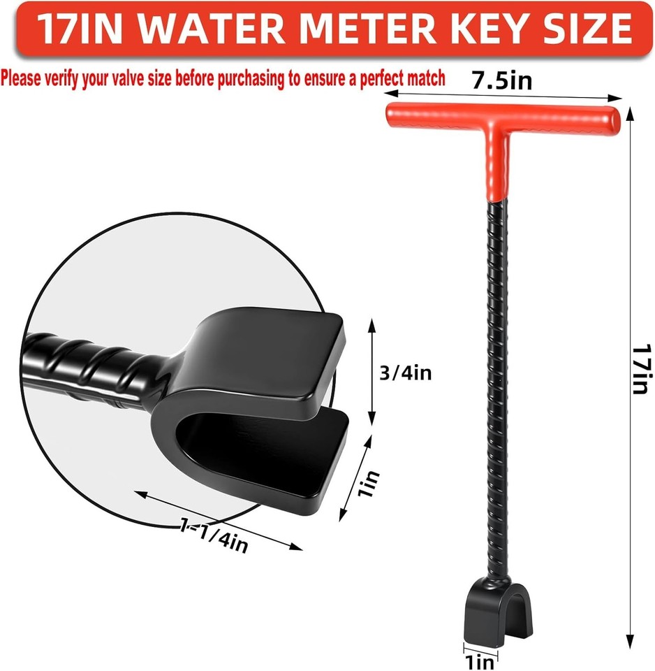 17 in Professional Water Meter Key Shut off Tool with 4-Way Utility ...