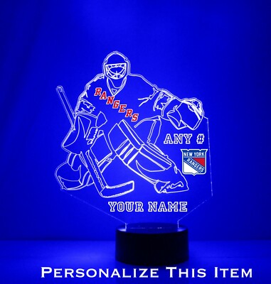 New York Rangers Light Up Goalie - Personalized, NHL Hockey LED Sports ...