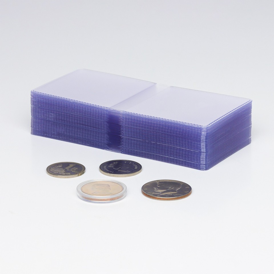(100) 2x2 Double Pocket Vinyl Coin Flips Storage & Display -Clear ...