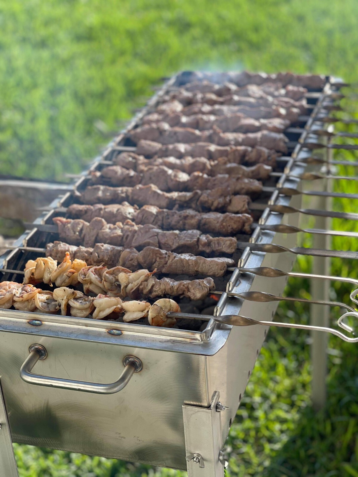 Large Heavy-duty STAINLESS Steel BBQ Grill / MANGAL 11 Ga (3mm) + 15 Skewers | eBay