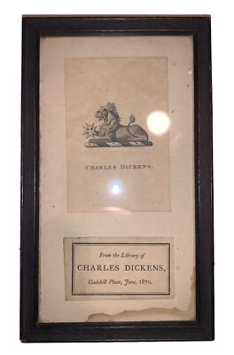 FRAMED BOOKPLATE FROM THE LIBRARY OF CHARLES DICKENS (1812-1870 ...
