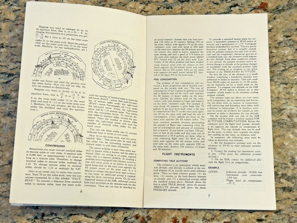 Vintage Aerial Dead Reckoning Computer E-6B US Army Air Corp Whiz Wheel ...