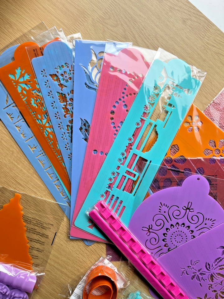 NEW Cake Decorating Crafting Silicone Plastic Tools Stencils Bundle ...