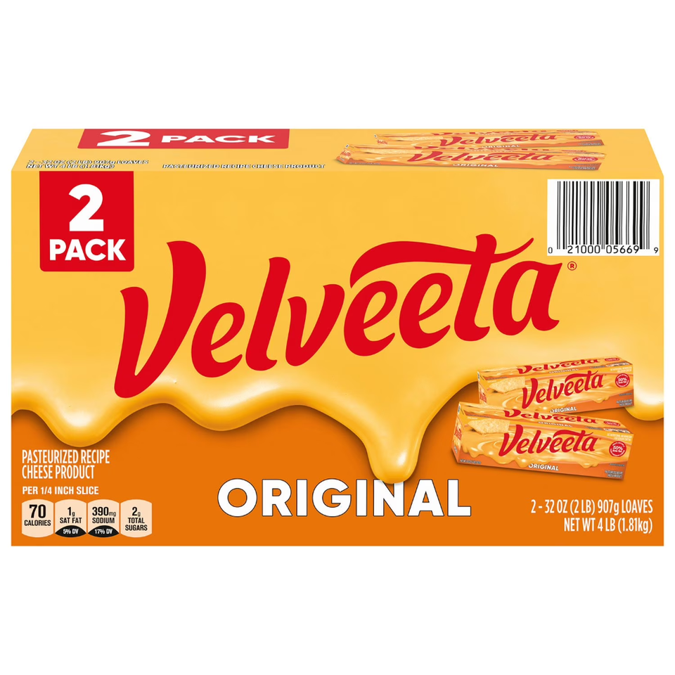 Velveeta Original Pasteurized Cheese Loaf 32 oz., 2 ct. Smooth Melting ...