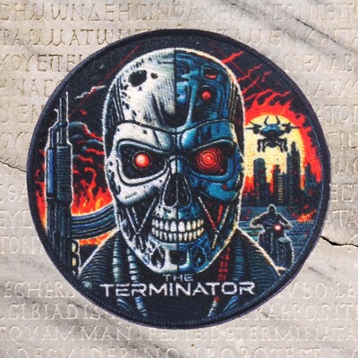 Terminator Retro Sci-Fi Alien Patch - Iron-On Applique Arnold Model 101 ...