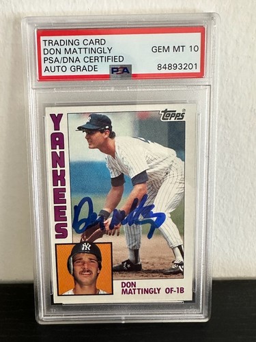 Don Mattingly YANKEES Autographed 1984 Topps Rookie Card #8 PSA GEM ...