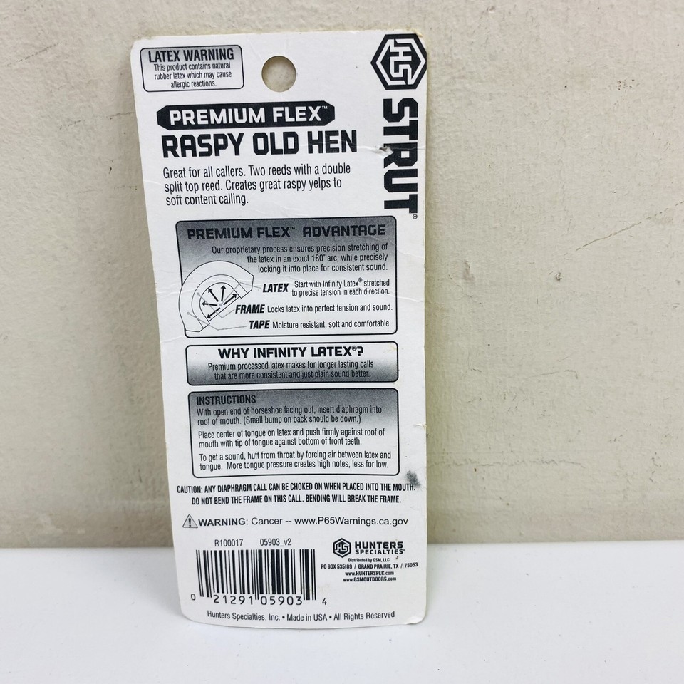 Hunters Specialties HS Strut Raspy Old Hen Diaphragm Turkey Call 05903 ...