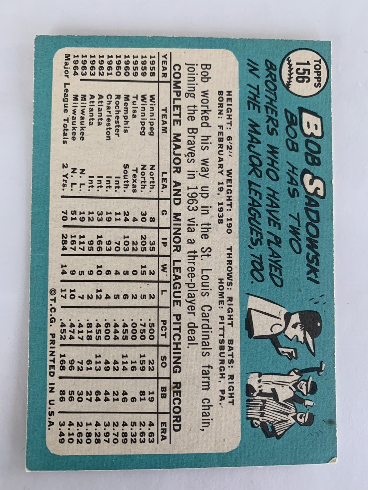 1965 Topps Bob Sadowski # 156 Atlanta Braves EXMT! | eBay