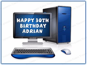 Personalised Desktop PC Computer Edible Icing Birthday Party Cake ...