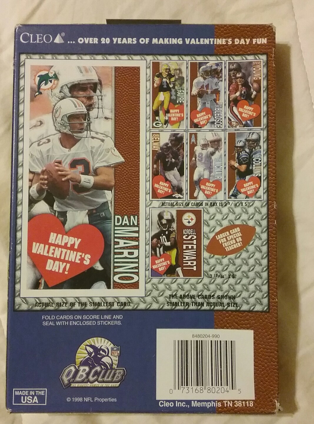 1998 CLEO Football Q.B. Quarterback Club Valentines Day Cards NFL | eBay