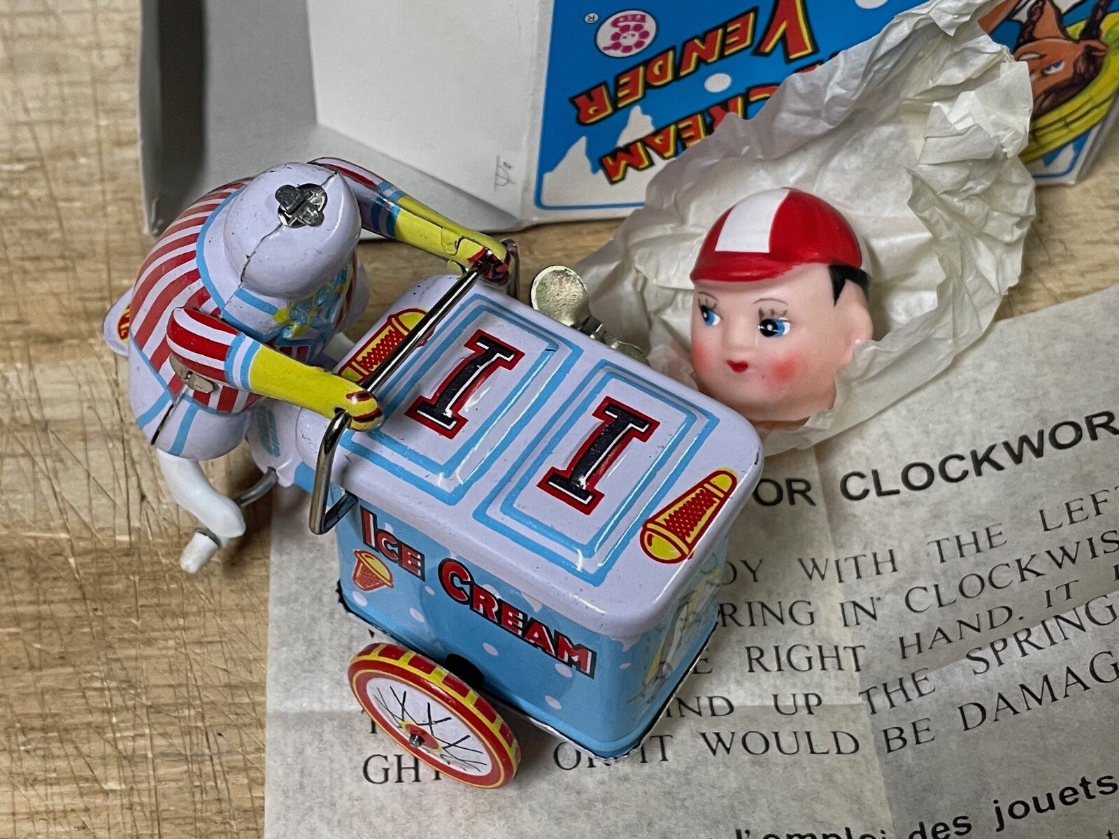 Vintage New in Box TIN WIND UP TOY Clockwork ICE CREAM VENDOR MS 405 ...