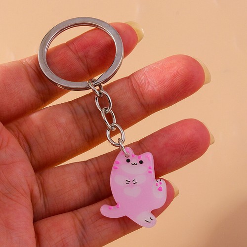 Lovely Cartoon Animal Pink Cat Keychain Keyring Pendants For Car Key Holder Gift | eBay