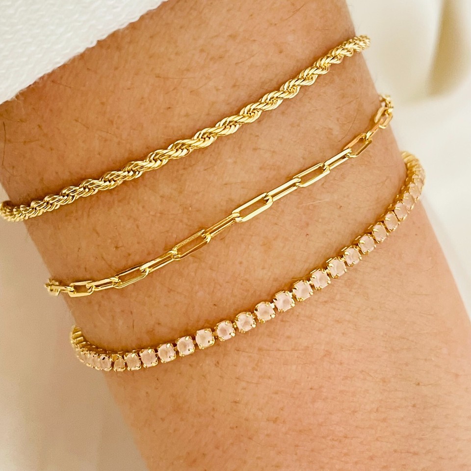 Gold Stack Bracelets for Women ,Gold Link Chain Bracelets, Layering ...