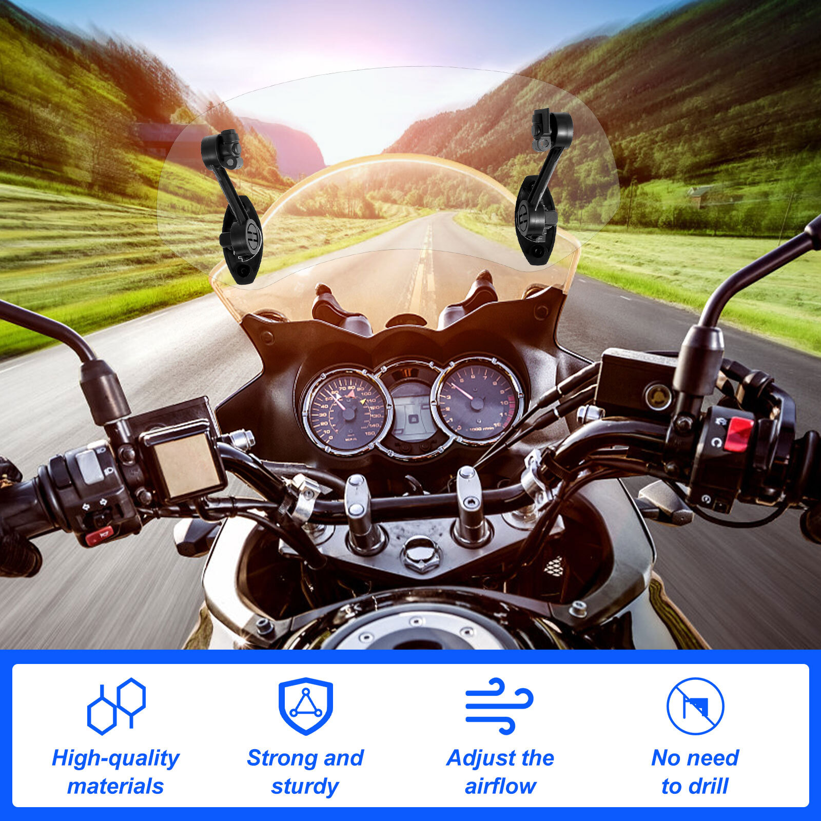 Motorcycle Windshield Adjustable Motorbike Windscreen Universal ...