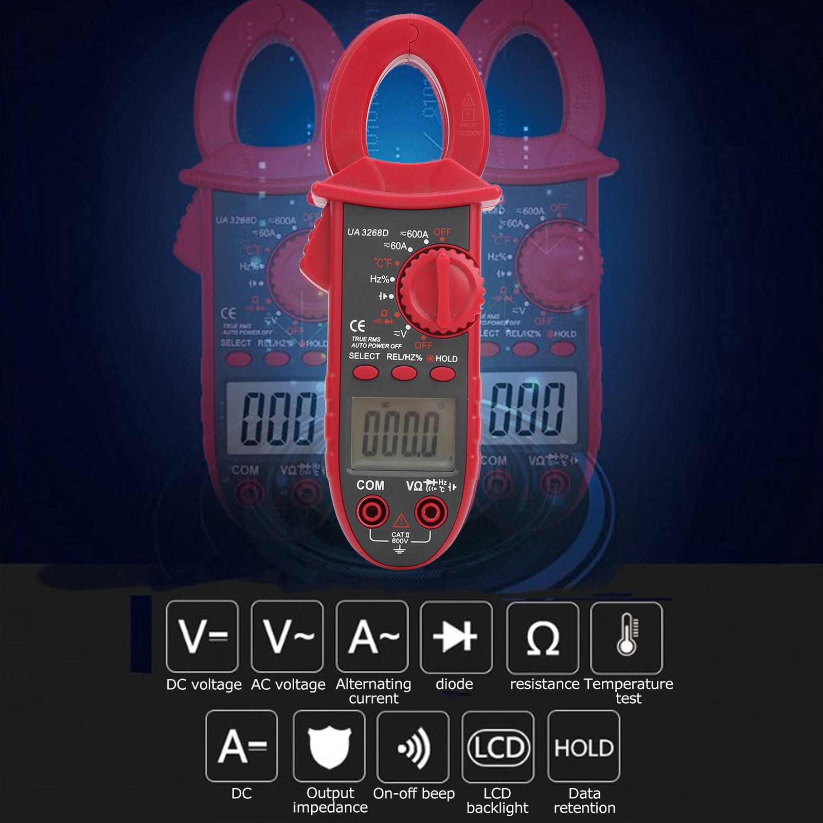 Digital Clamp Meter Handheld UA3268D DC AC Current Tester Device HEL | eBay