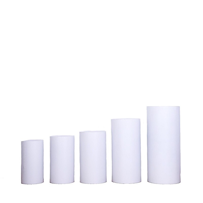 5 White Cylinder Metal Display STANDS Pedestal Riser Columns Party ...