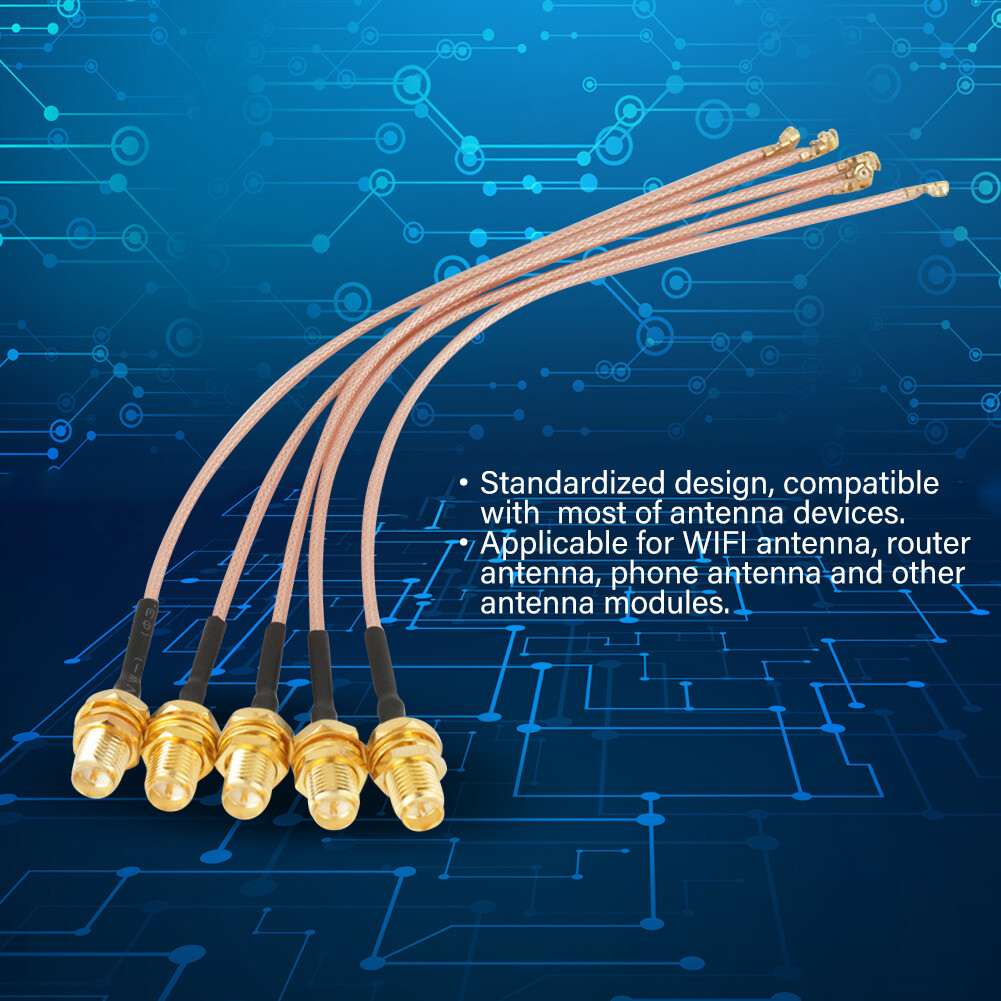 5Pcs RP‑SMA Female To U.FL/IPX/IPEX RF Antenna Coax Coaxial Cable ...