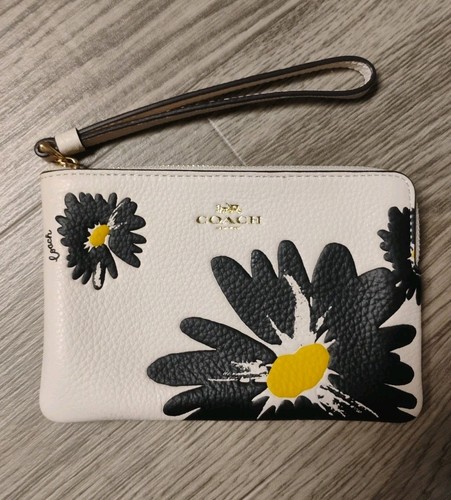 Coach Daisy Mollie Floral Chalk Leather Wristlet 5" Never Used | eBay