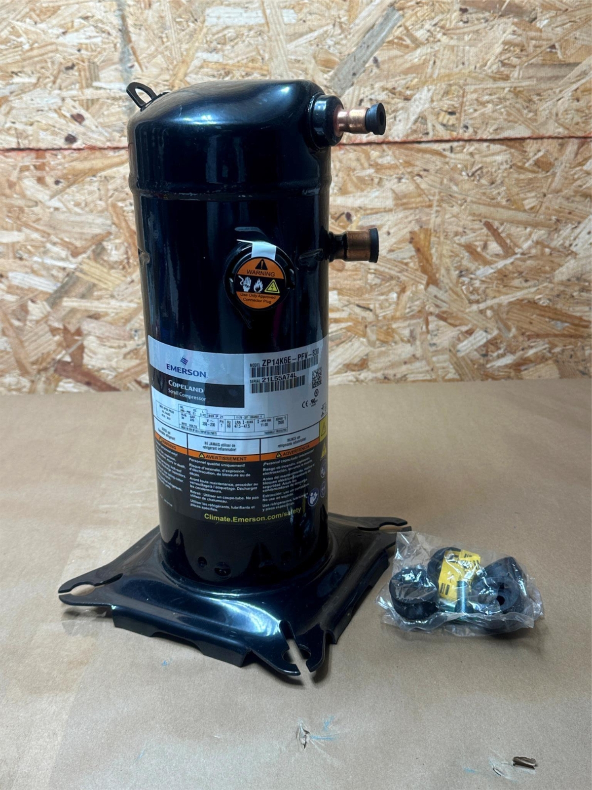 Copeland Scroll Compressor 1 Ton 1.2 Ton ZP14K6E-PFV 1Ph 208-230V R410A ...