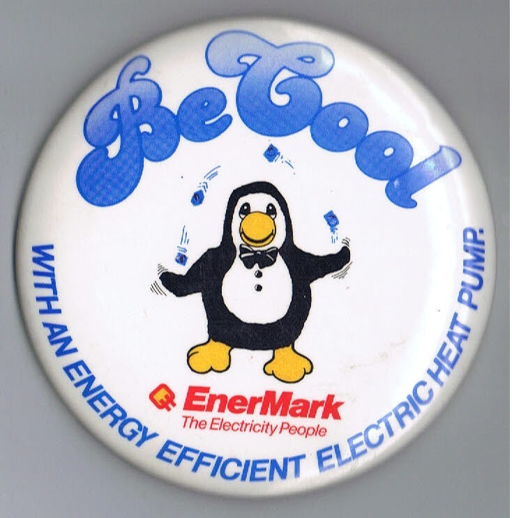 1980s EnerMark Electric Heat Pump 3.5" Pinback Button Advertising ...