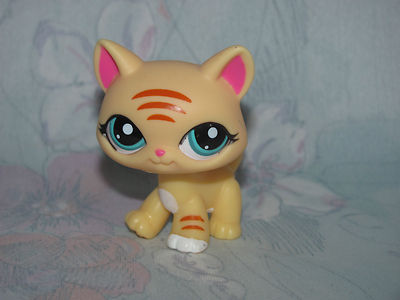 LPS Littlest Pet Shop #1572 Yellow Cat Brown Stripes Blue Eyes ...