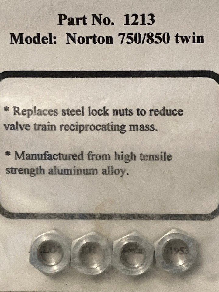 ALLOY TECH Norton Commando 750 850 Valve Adjuster Nuts (4) PN# 06-7508 ...