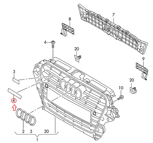 NEW AUDI Q5 8R FRONT CHROME QUATTRO GRILLE EMBLEM BADGE 8R0853736C2ZZ ...