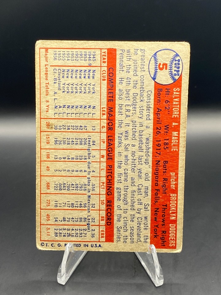 1957 Topps Baseball Card Singles - Complete Your Set - You Pick Buy ...