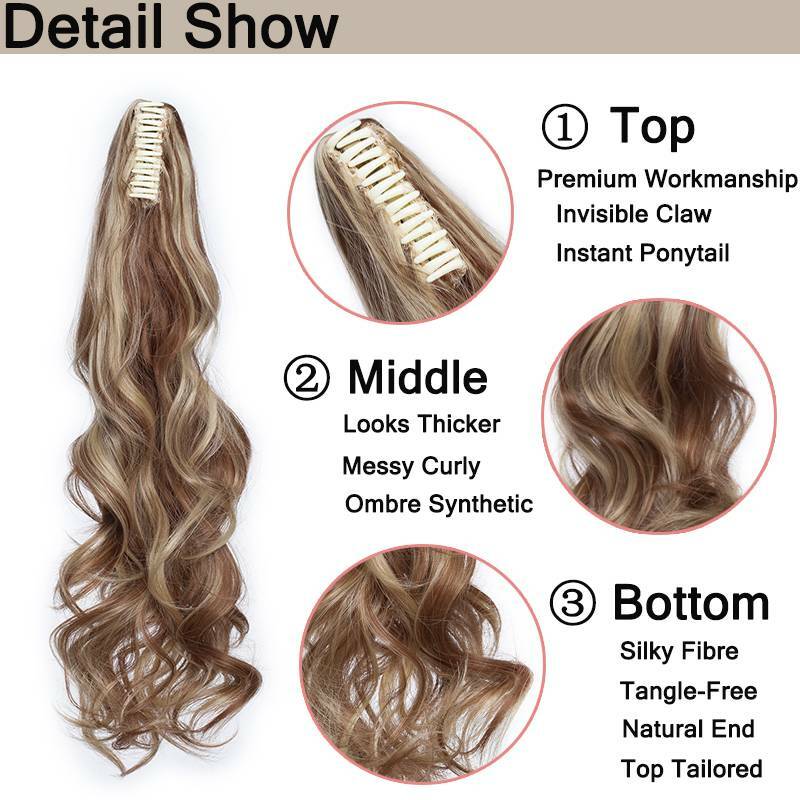 Real Thick Clip In Pony Tail Hair Extensions Claw Clip On Ponytail As ...