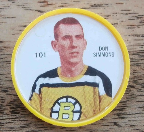 1960-61 Shirriff Plastic Hockey Coin #101, Don Simmons, Boston Bruins ...