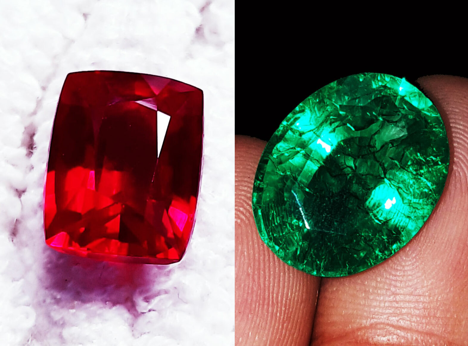 Naturel Émeraude & Rubis 8 Pour 10 Carats Certifié Paire Libre Gemmes ...