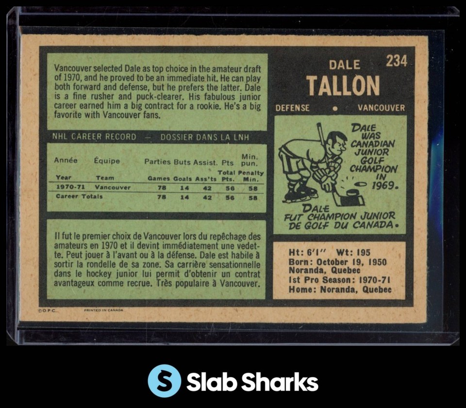 1971 O-PEE-CHEE #234 DALE TALLON | eBay