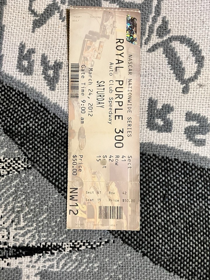 2012 Nascar Nationwide Royal Purple 300 Ticket Stub Signed By Joey ...
