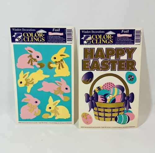 Color Clings Vintage Easter Window Foil Static Clings Lot 2 1996 | eBay
