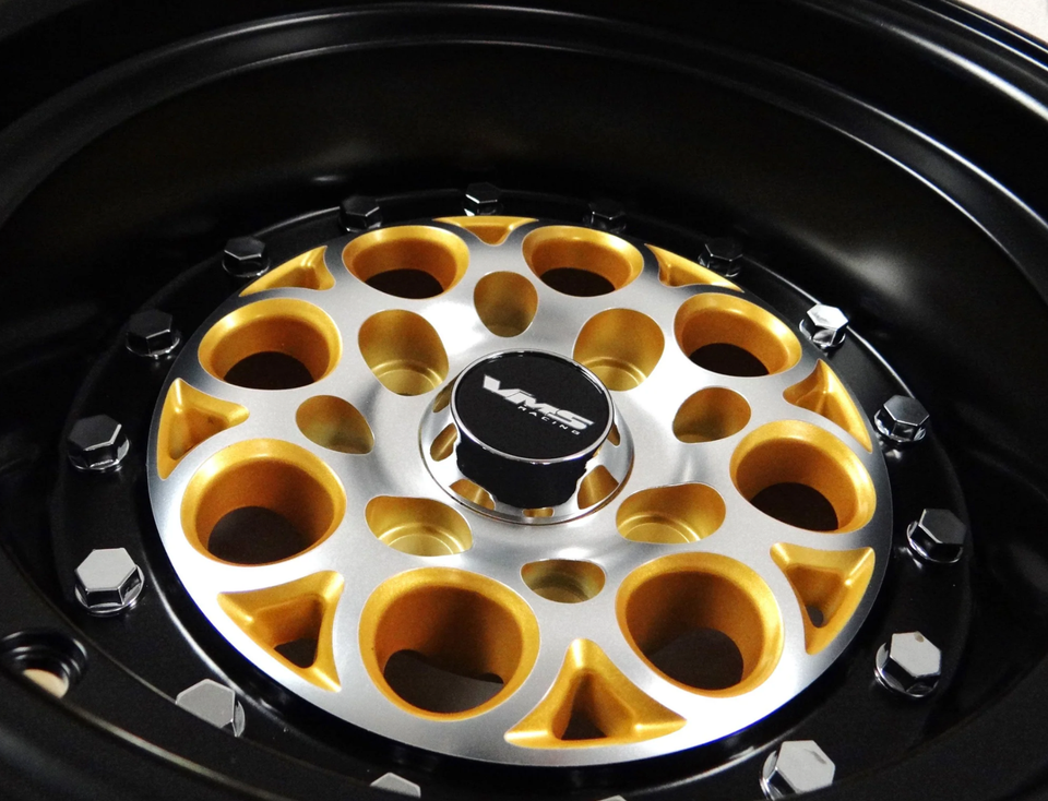 2x VMS Revolver Machined Gold black Lip Drag Racing Wheels Rims 13x8 ...
