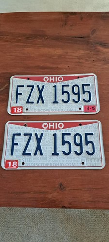Discover Ohio License Plates Matching Set Expired 2018 - FZX 1595 | eBay
