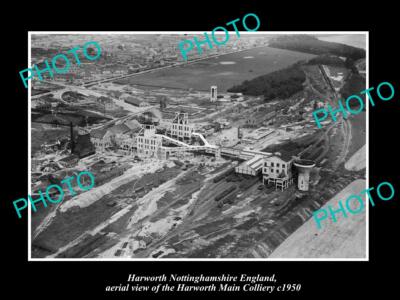 OLD POSTCARD SIZE PHOTO HARWORTH NOTTINGHAMSHIRE ENGLAND AERIAL VIEW ...