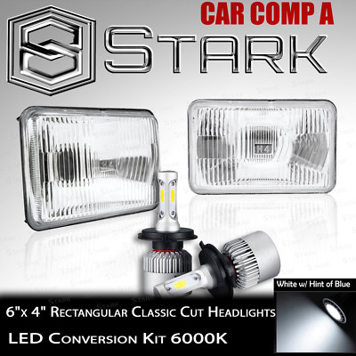 H4651 H4652 H4666 H4656 Head Light Glass Housing Lamp Chrome - 4x6 LED ...