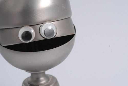 Recycled Metal Robot Sculpture Figurine 6 in Tall googly Eyes ...